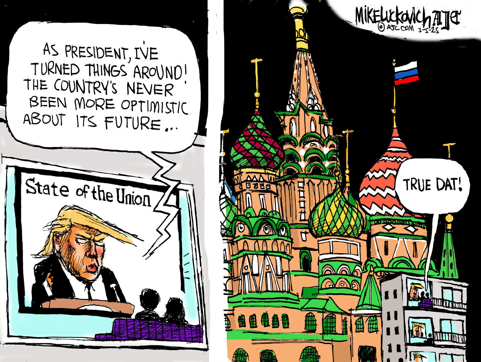 12 political cartoons speak to President Donald Trump's speech