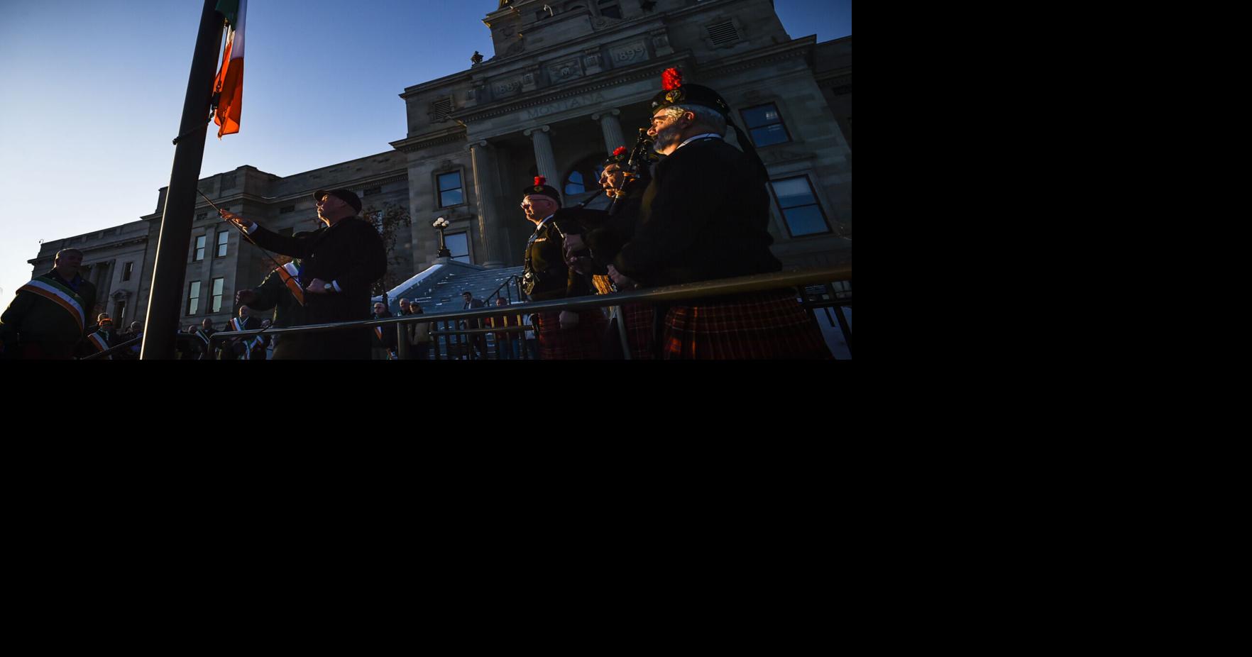 Gov. Gianforte raises the tricolor flag honoring Montana's Irish heritage