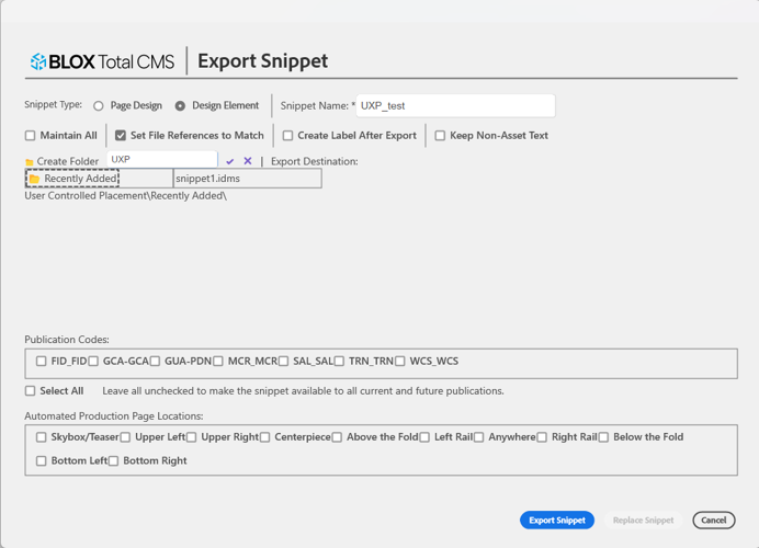 Create a New Snippet with the BLOX Total CMS Plug-in for Adobe InDesign | Admin Indesign | help ...