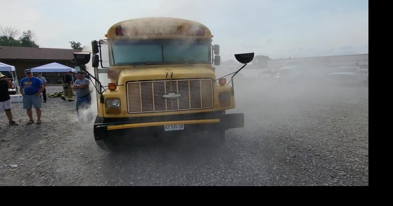 School bus drivers train with smoke filled bus