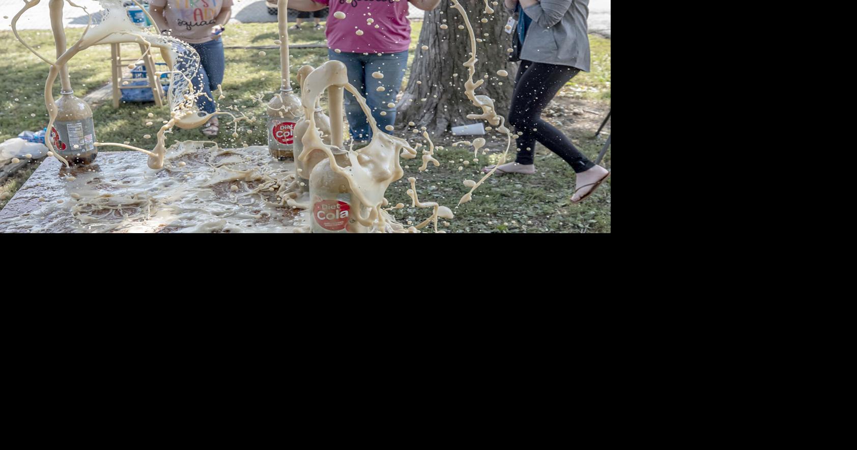 Mentos explosions kick off Dennis School science project