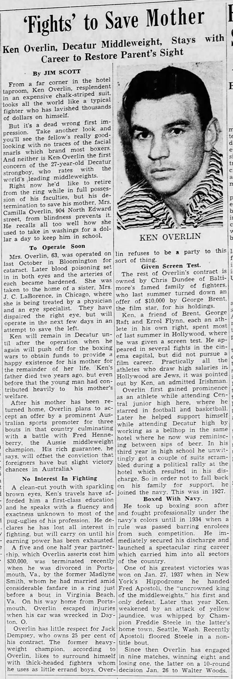 Flaten: Reliving Decatur boxer Ken Overlin's middleweight title run 80 years ago