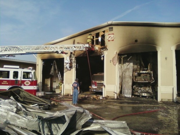 Mount Zion firehouse, equipment damaged by fire