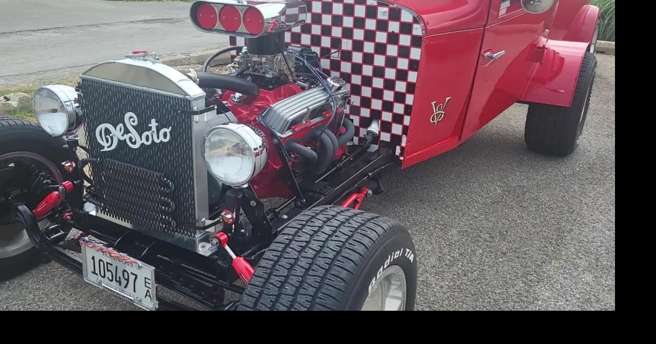 Desoto hot rod and matching trailer at Charleston car show