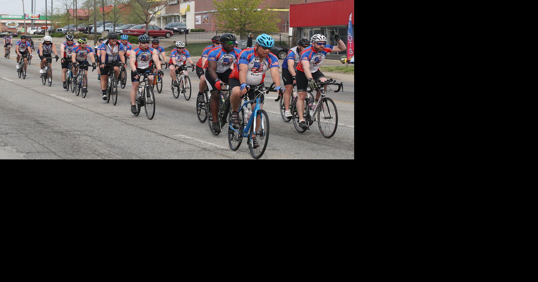 Bicycle convoy honoring fallen law enforcement officers pauses in Decatur