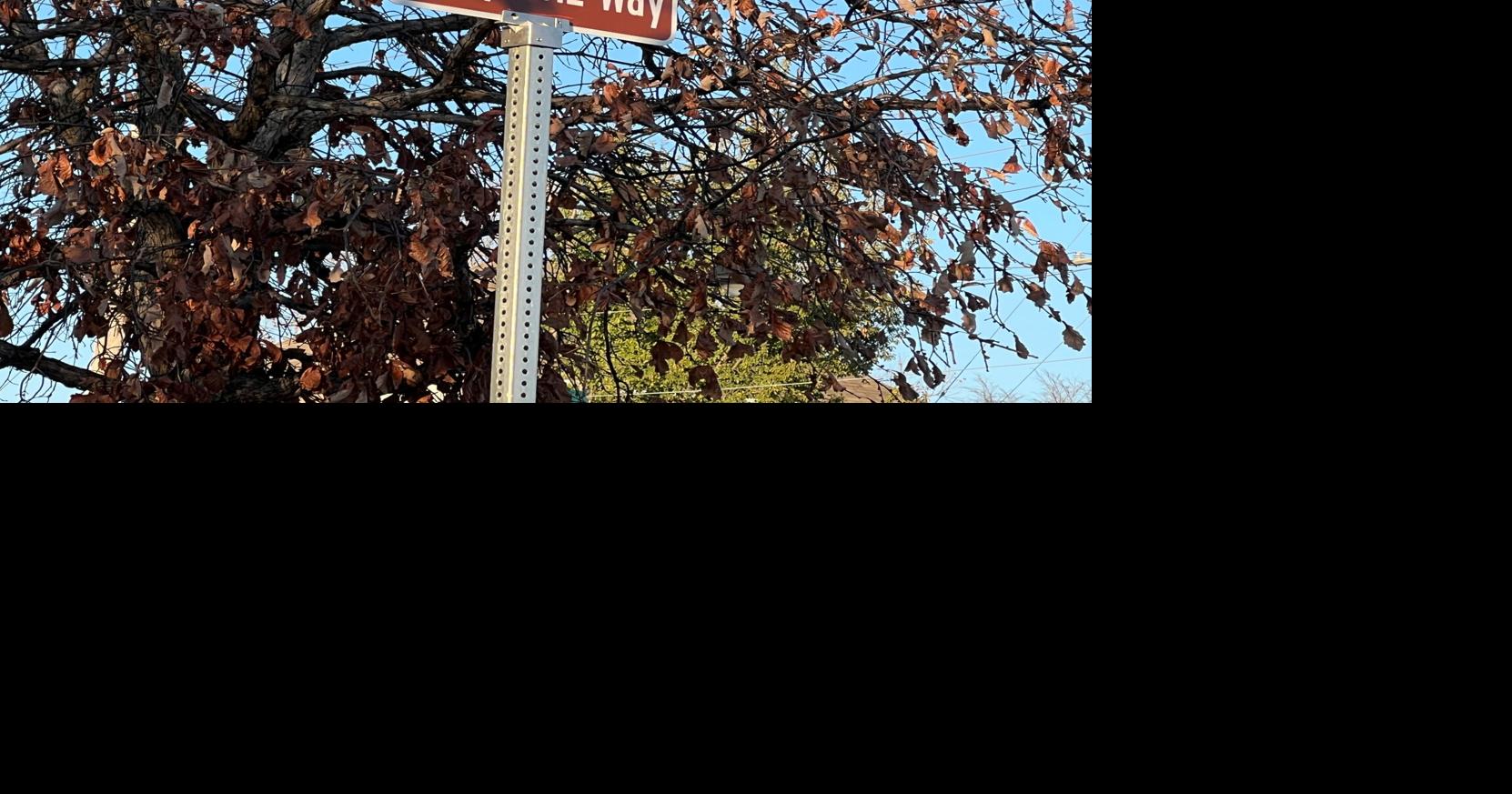 Jerry Pelz is honored with a street sign in Decatur