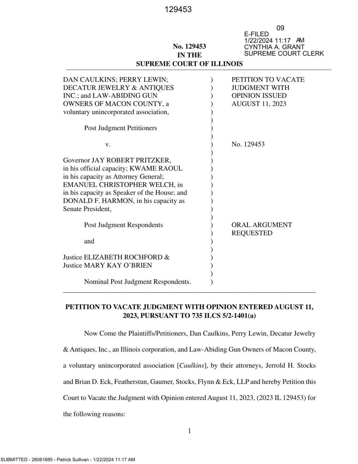 Caulkins petitions state Supreme Court to vacate assault weapons ban ...