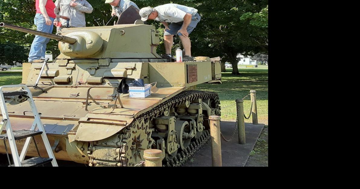 World War II tank being refurbished at Peterson Park in Mattoon