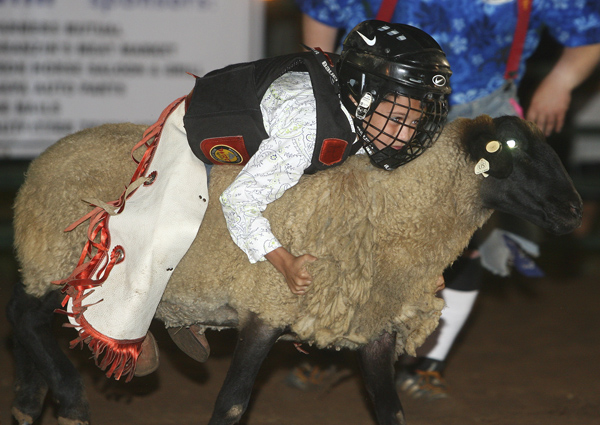 Kids get down and dirty in mutton busting contest | Local News | herald ...