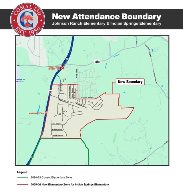 Comal ISD alters attendance boundary for Johnson Ranch, Indian Springs ...