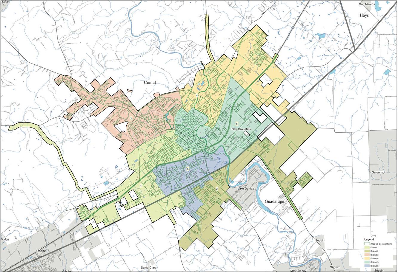 New Braunfels City Council gives initial thumbs up to new district map ...