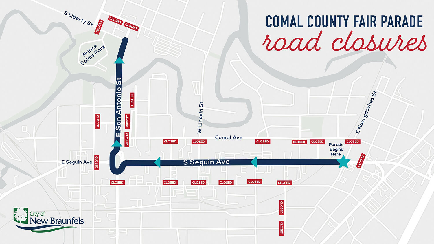 City announces road closures for Comal County Fair Parade on Sept. 26 ...
