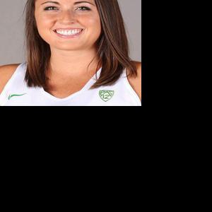 Oregon Ducks women’s basketball’s Erin Boley enjoys the ride as she ...