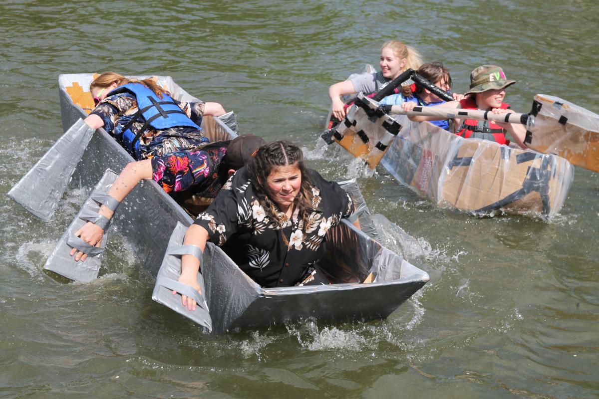 Cardboard regatta: High school students race in cardboard boats | Local ...