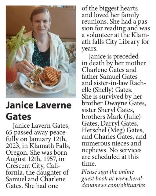 Janice Gates | News Of Record | heraldandnews.com