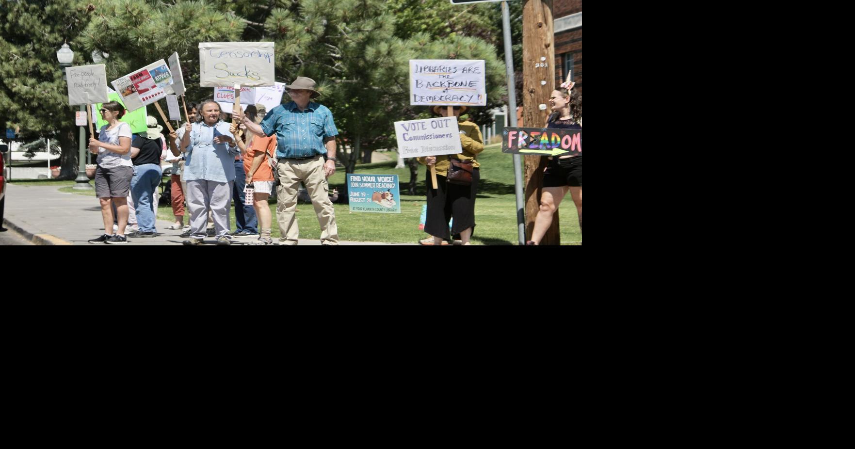 Library protesters make case to Board of Klamath County Commissioners ...