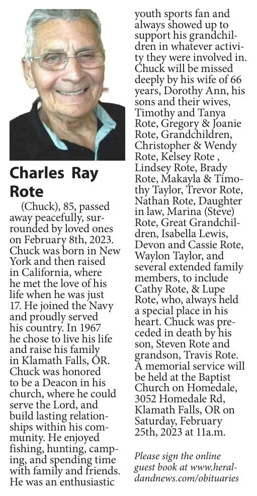 Charles Rote | News Of Record | heraldandnews.com