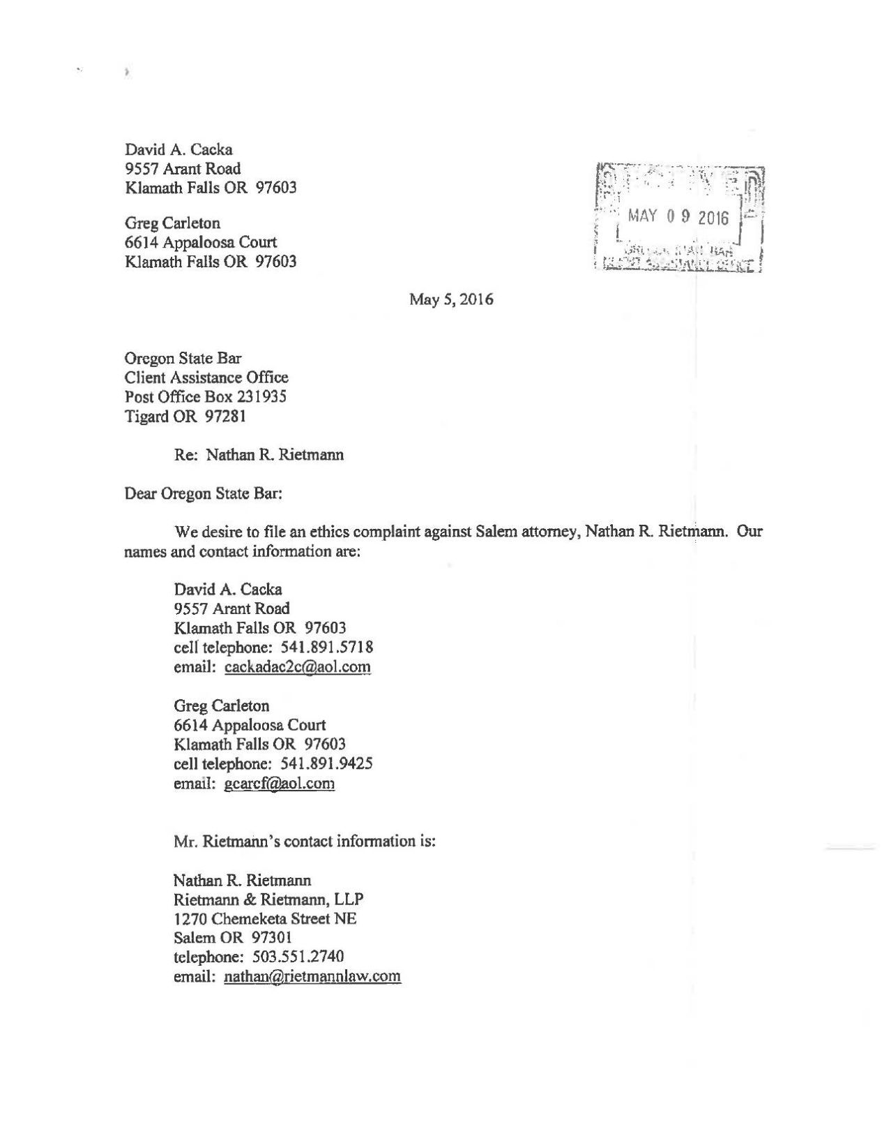 Nathan Rietmann ethics complaint and response | | heraldandnews.com