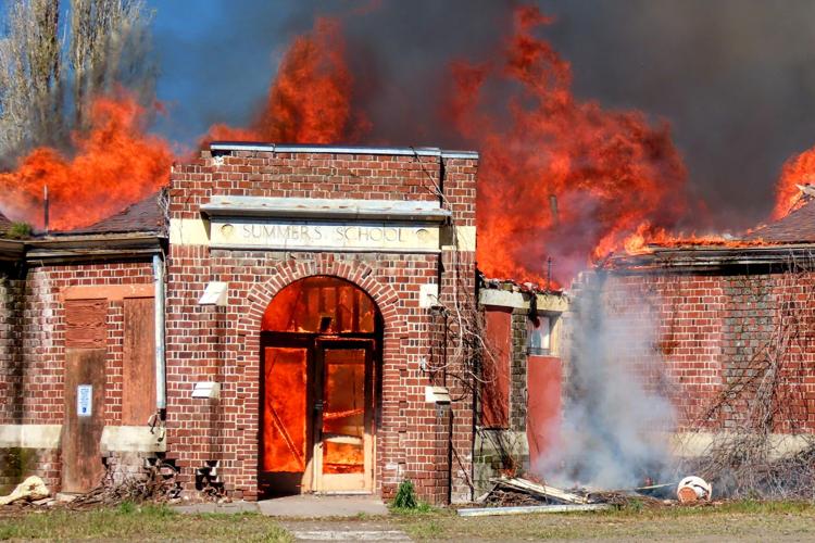 fire burning down school