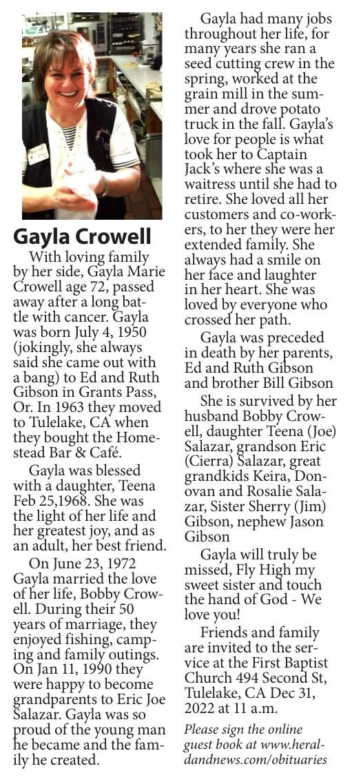 Gayla Crowell | News Of Record | heraldandnews.com