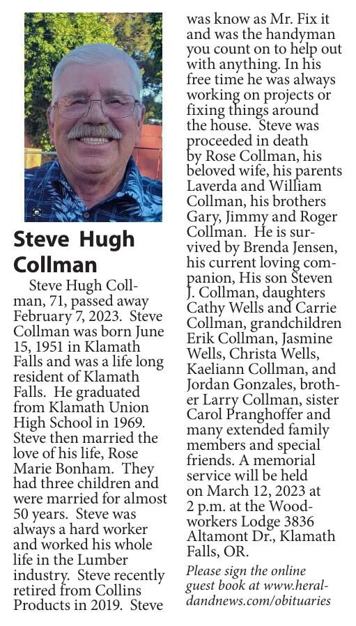 Steve Collman | News Of Record | heraldandnews.com