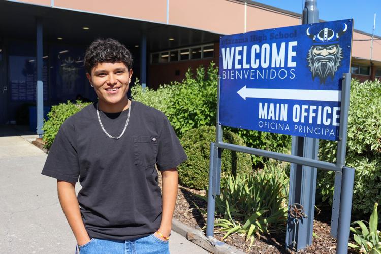 Mazama High School signage reflects the school's inclusive environment ...