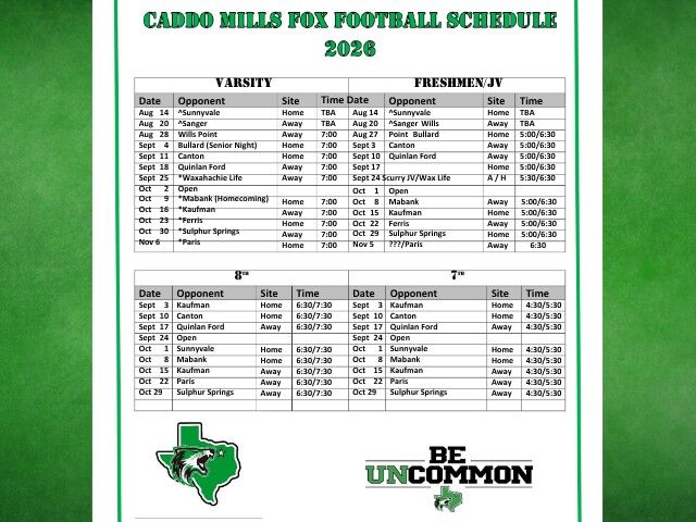 Caddo Mills releases 2026 football schedule | Local Sports ...