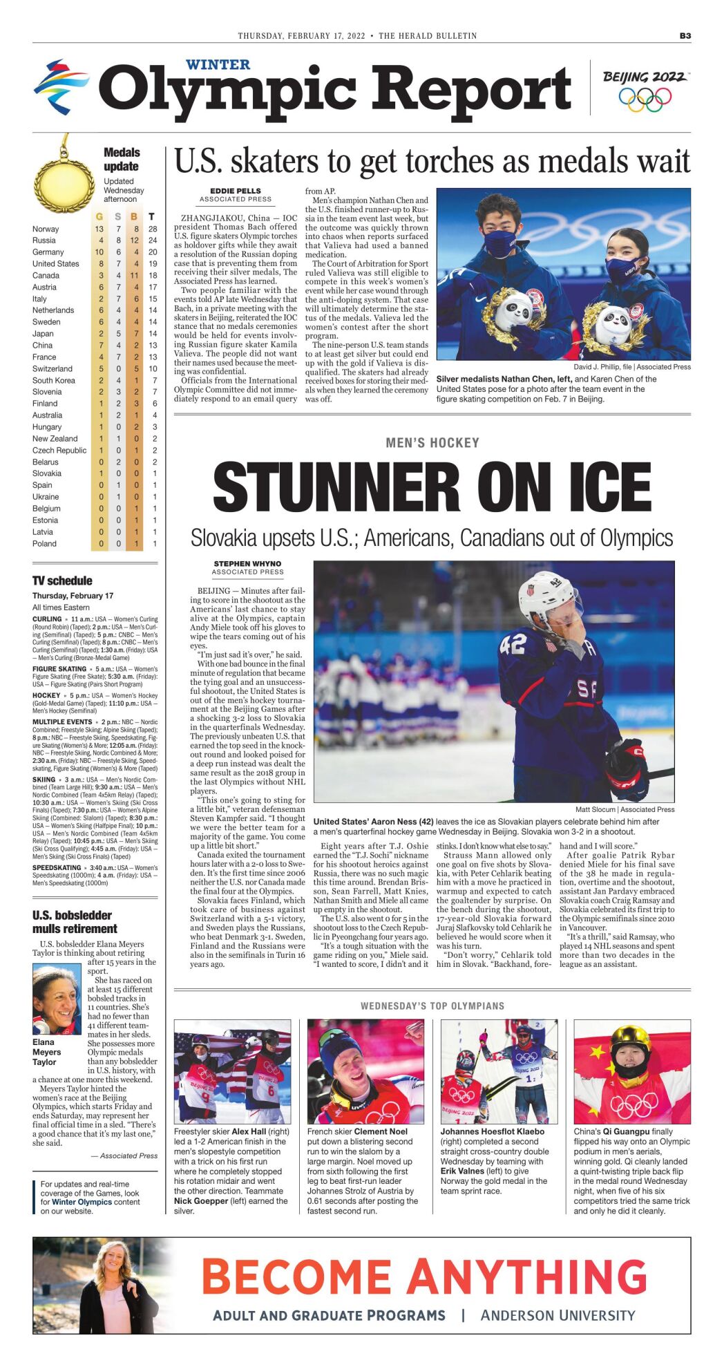 GRAPHIC: Olympic Report, Feb. 17 | | heraldbulletin.com