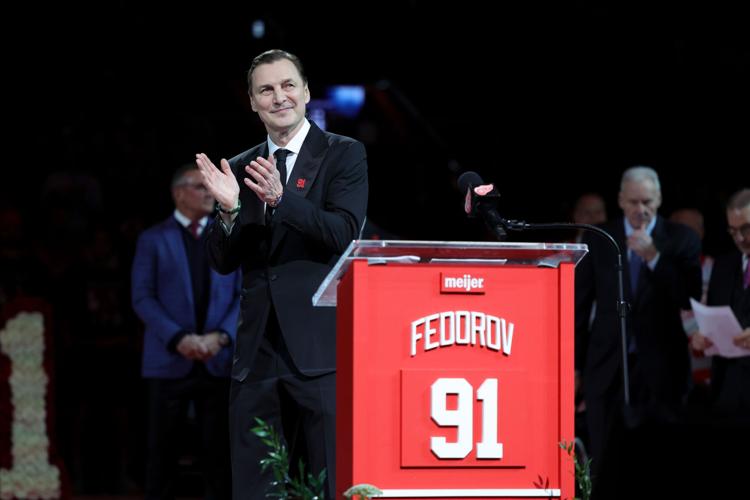 Red Wings retire Sergei Fedorov's No. 91 jersey and he says leaving ...