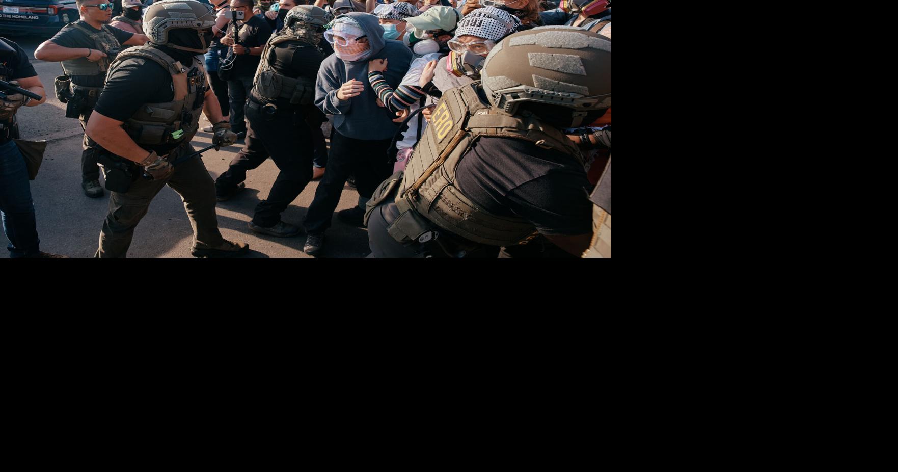 Photos show protestors and ICE agents clashing outside a New Jersey ...
