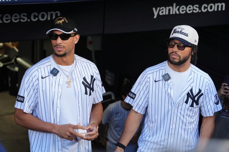 Brunson and Hart throw out first pitches at Yankee Stadium as Knicks ...