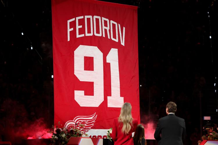 Red Wings retire Sergei Fedorov's No. 91 jersey and he says leaving ...