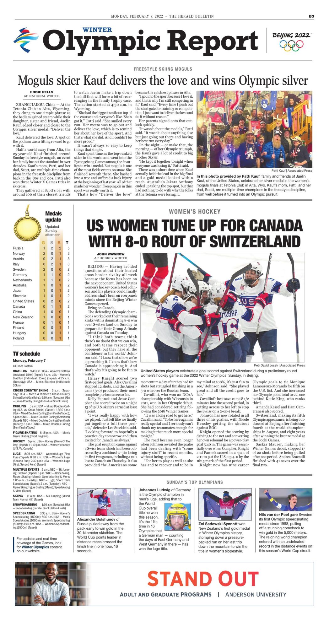 GRAPHIC: Olympic Report, Feb. 7 | | heraldbulletin.com