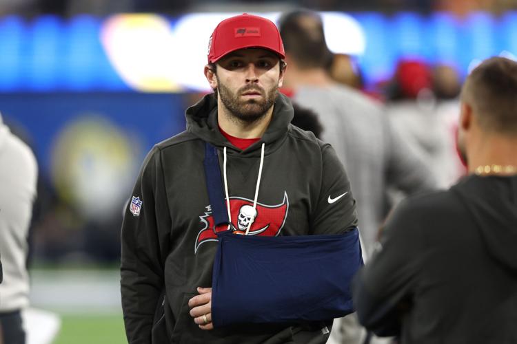 Buccaneers QB Baker Mayfield suffers sprained left shoulder in loss to Rams | National Sports ...