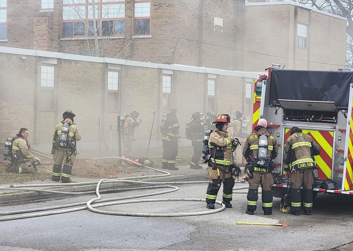 Arson suspected in vacant Benton Harbor school building fire | Benton ...