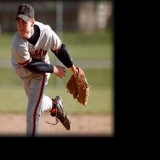 Bridgman's Justin Hahaj follows through on a pitch against Berrien ...