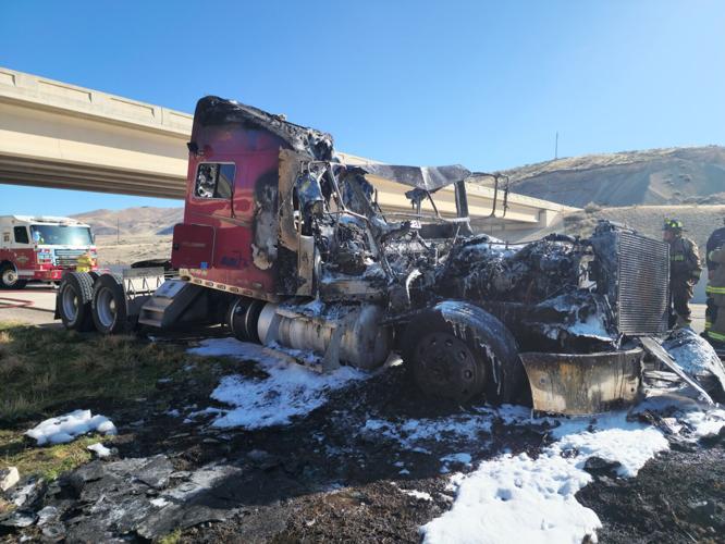 Semi truck fire just north of Tremonton; truck a total loss | Local ...
