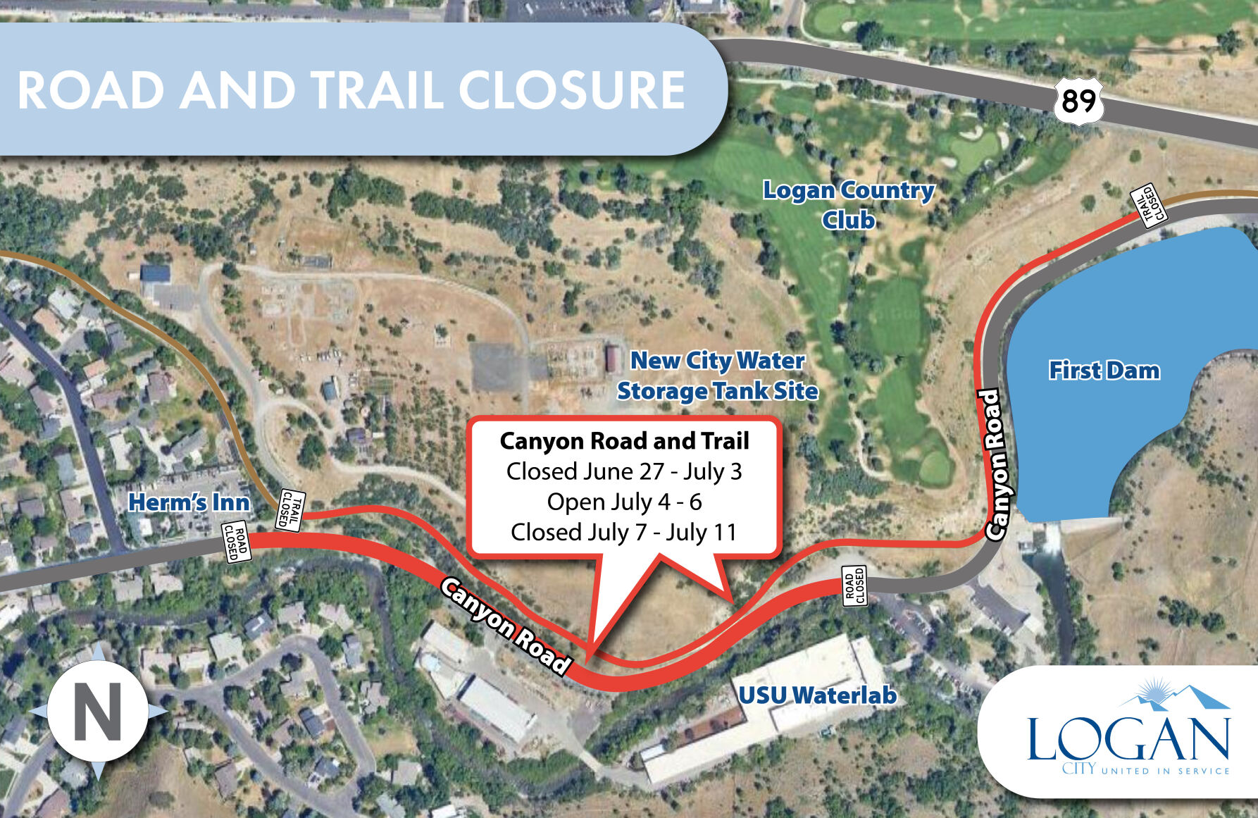 Logan City announces closure of Canyon Road during two date-ranges ...