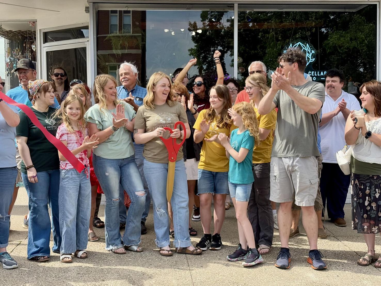 Cutting the ribbon at The Crystal Cellar | Local News ...