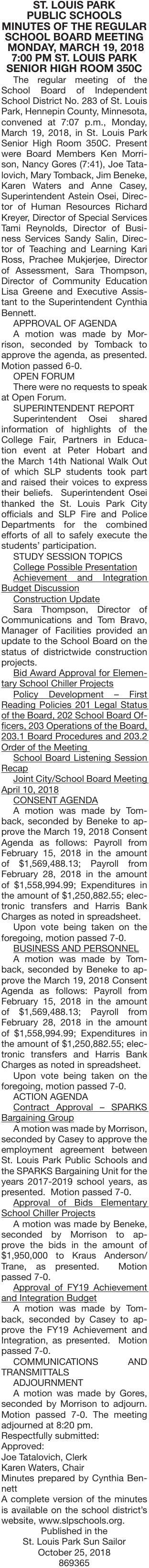 March 19 Business | School Board | hometownsource.com