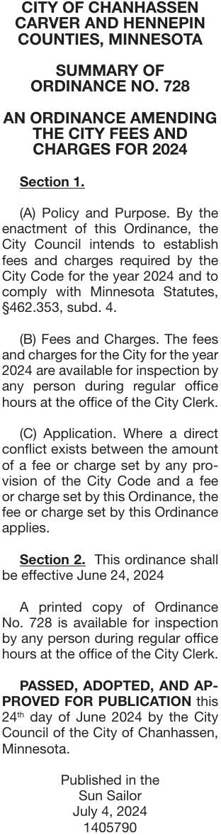 Ordinance No. 728 | Ordinances | hometownsource.com