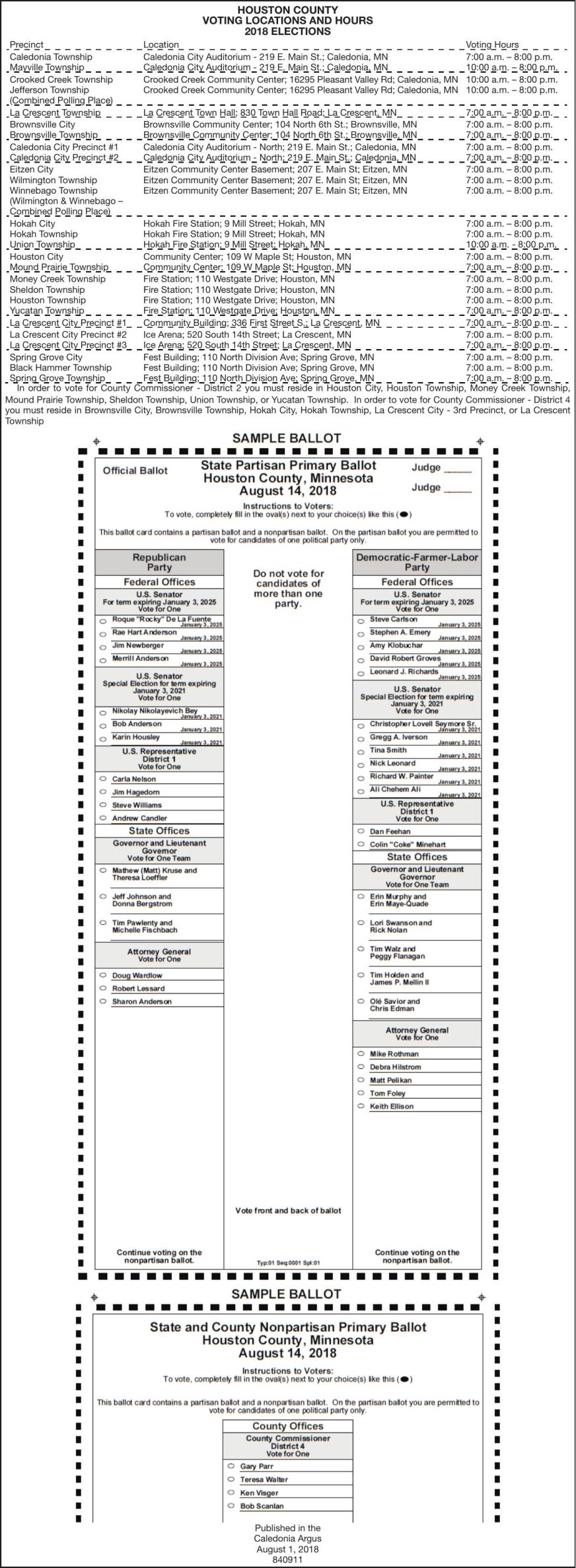 Polling Places/Sample Ballot | County | hometownsource.com