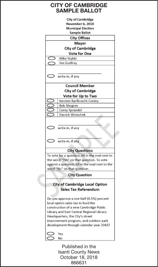General Election Sample Ballot | City | hometownsource.com