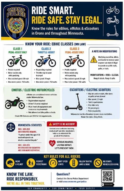 Orono police remind residents of e-bike, e-moto rules | Community ...