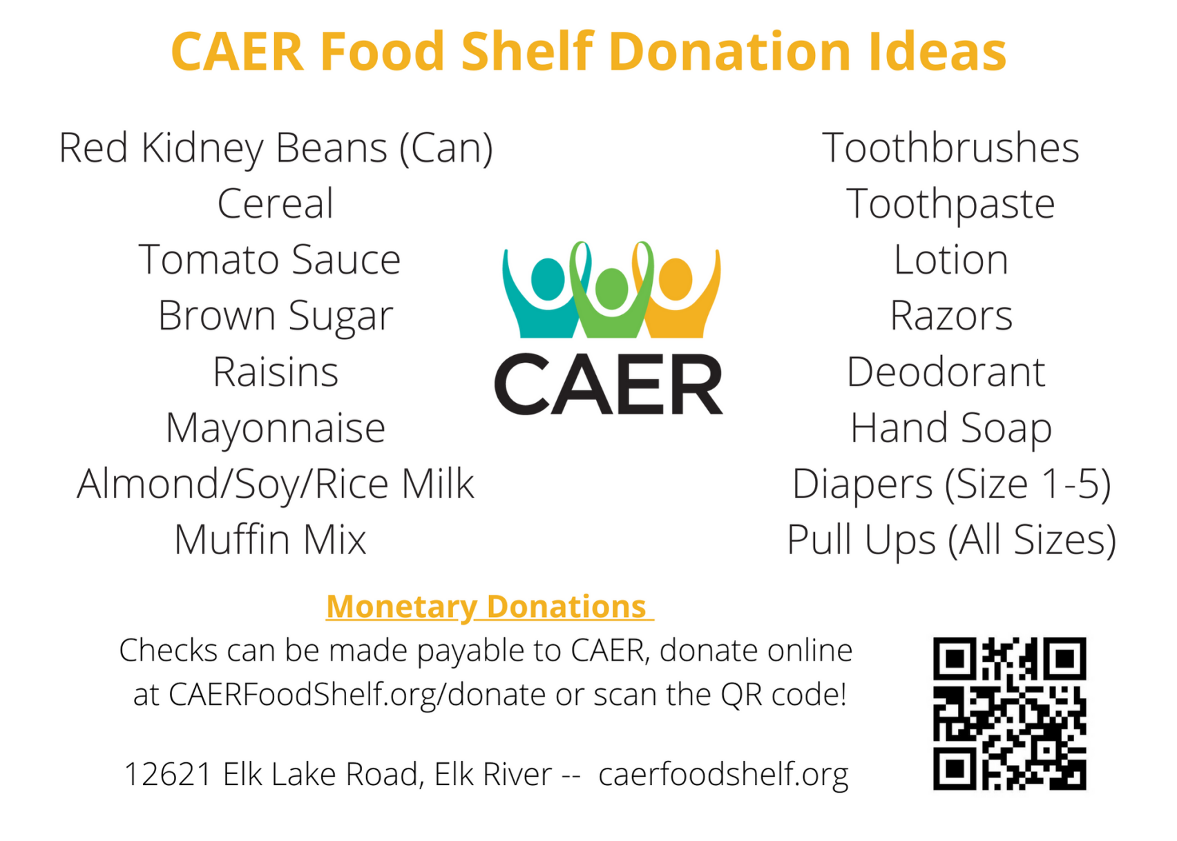 ‘Open Your Heart’ for 2023 Food Shelf Challenge from CAER | Elk River ...
