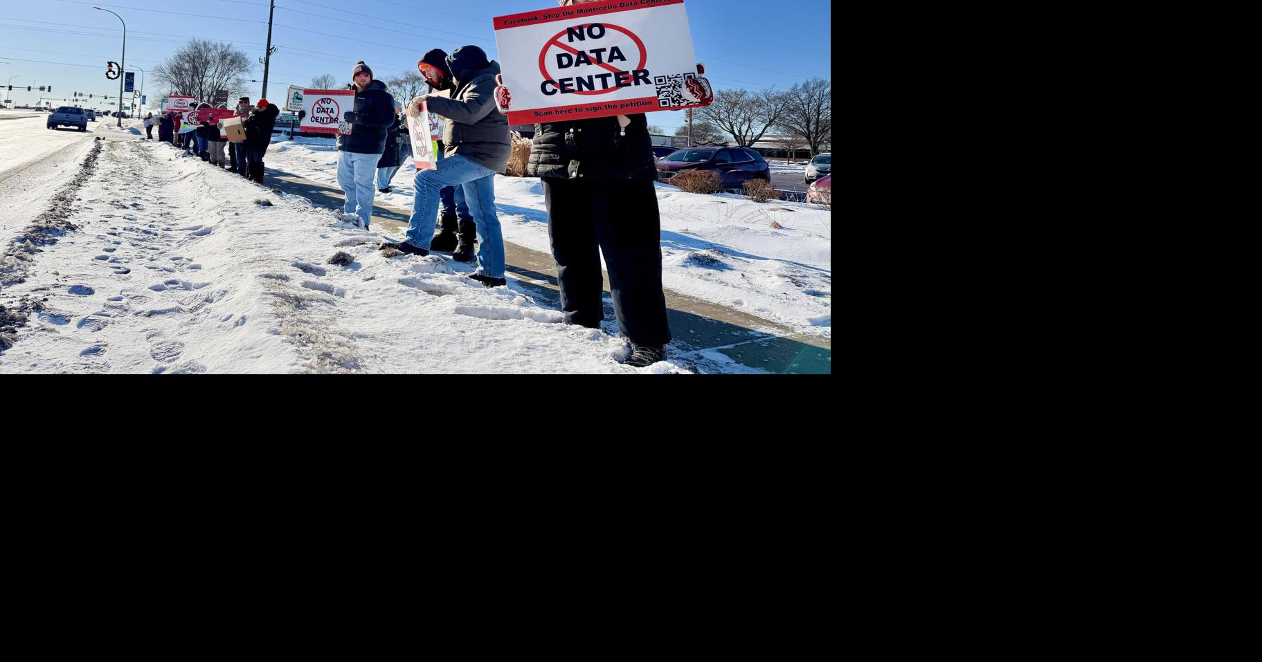 Dozens brave cold to protest data centers | Monticello Times ...