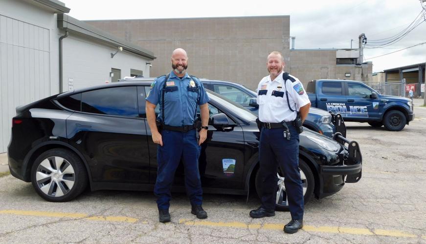 La Crescent Police Chief shares ride in Tesla squad car and department ...
