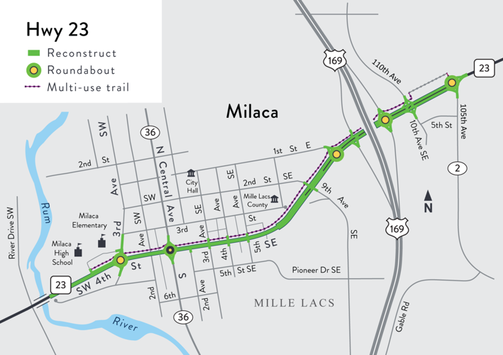 Highway 23 through Milaca likely to gain five roundabouts in 2027 ...