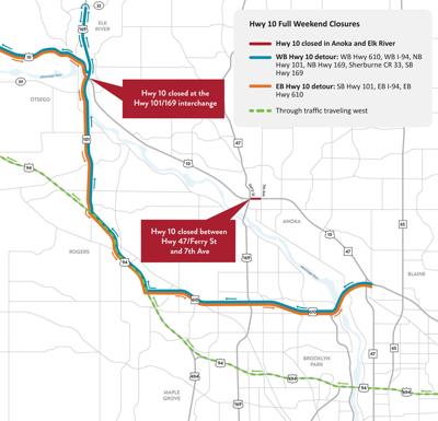 Highway 10 weekend closures in Anoka, Elk River set for May 6-9 | Elk ...