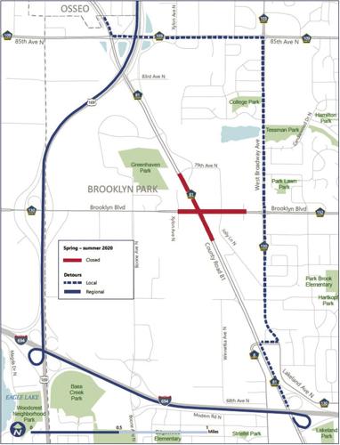 Intersection of Bottineau Boulevard and Brooklyn Boulevard closed ...